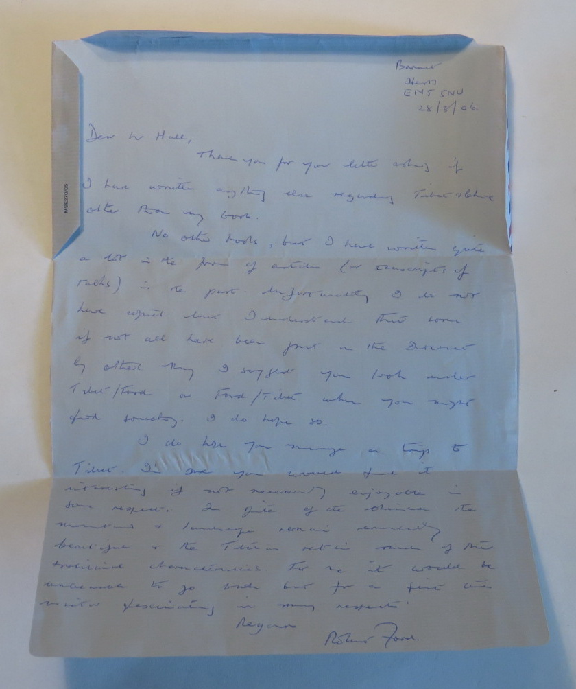 [Two aerogramme letters, relating to Tibet]