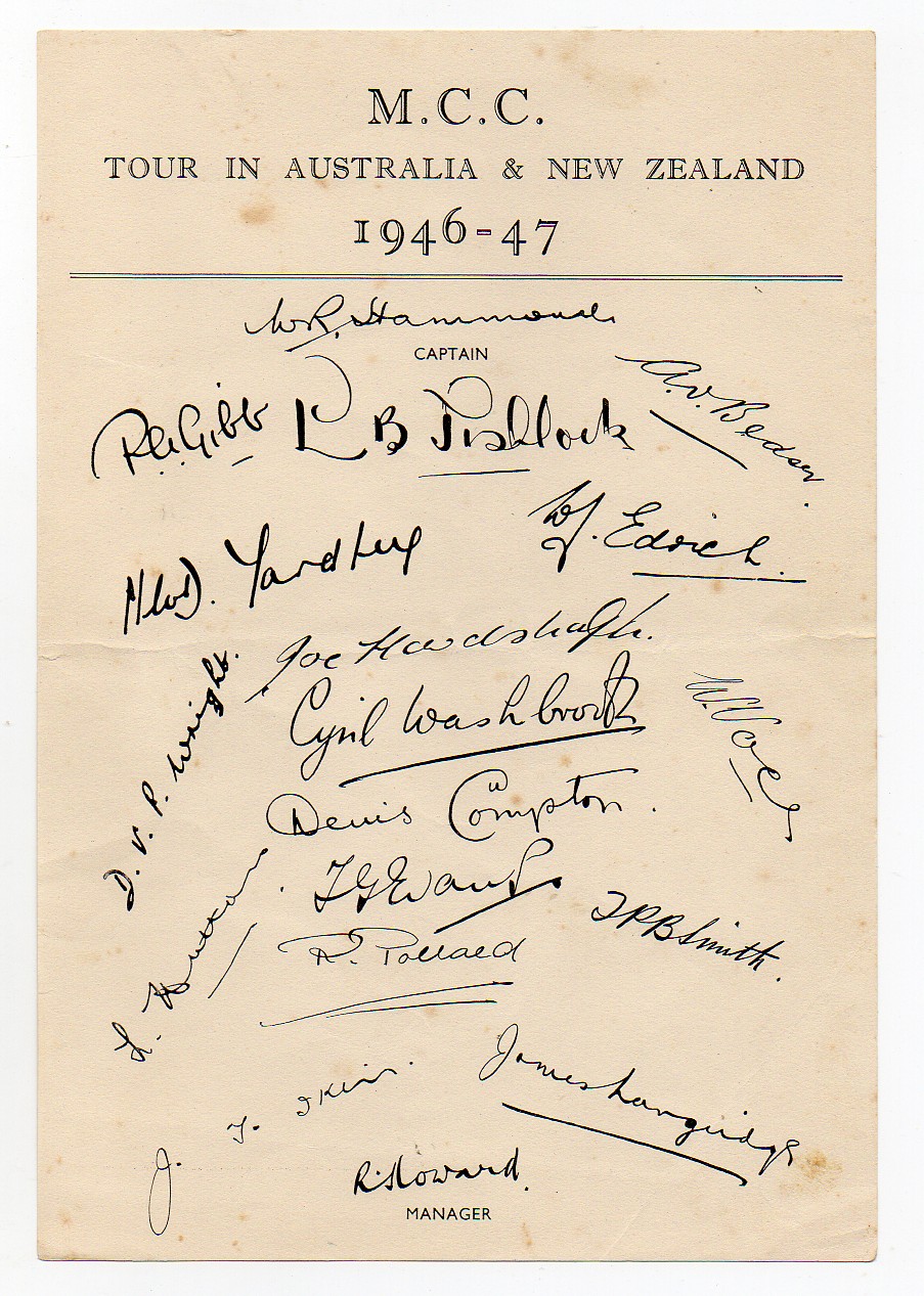 [Sheet of autographs of the Queensland team]